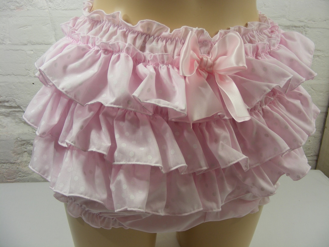Sissy Adult Baby Pink Diaper Cover Nappy Lacy Extra Frilly Unlined Pvc ...