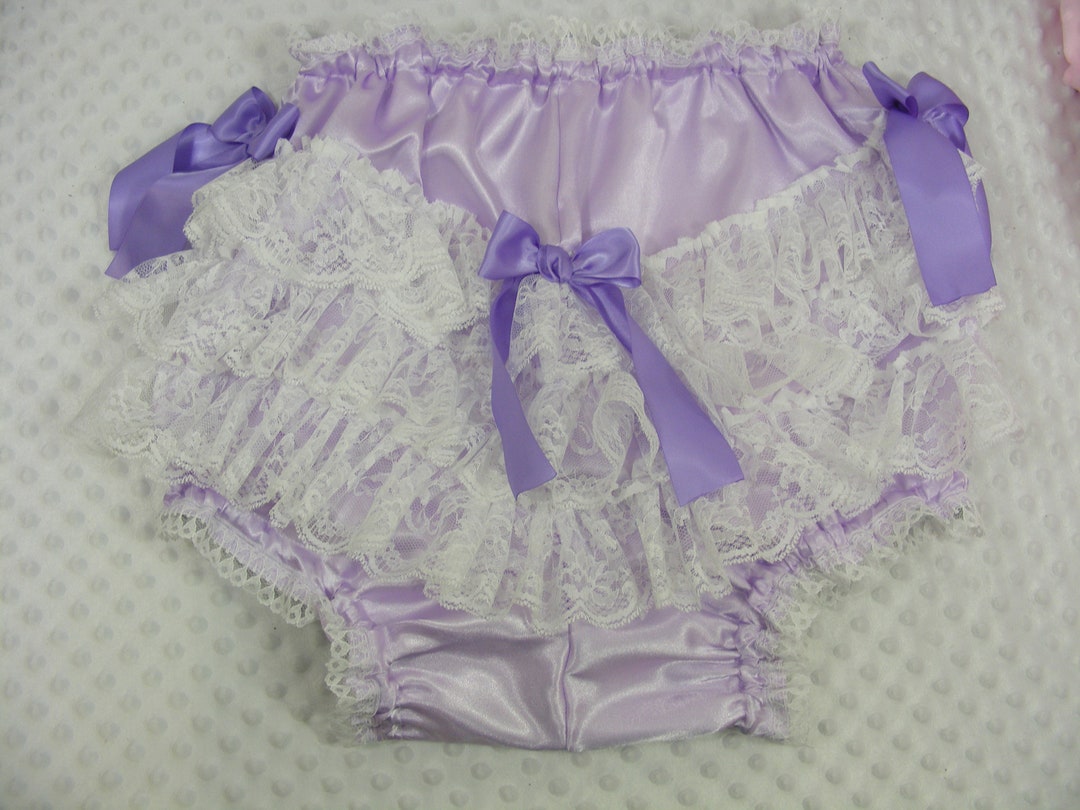 Diaper Cover Nappy Adult Baby Sissy Panties Knickers Satin Frilly Bum ...