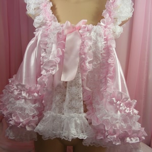 Sissy Adult Baby White Pink Lace Frilly Ruffled Baby Doll Nightie ...