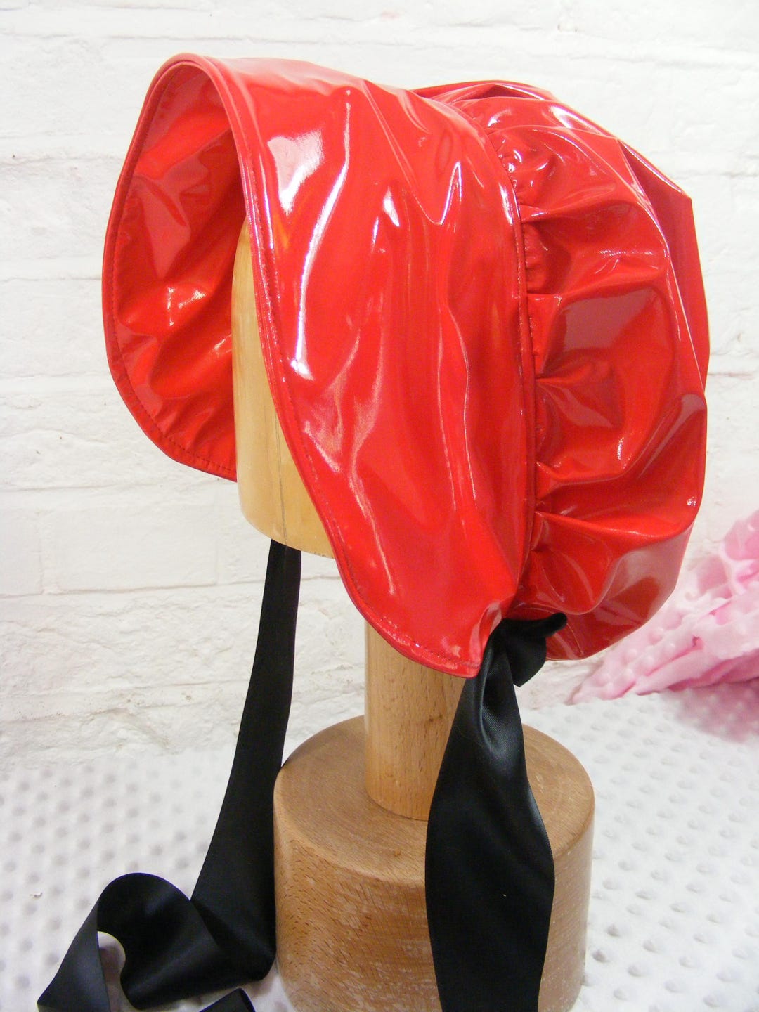 Adult Baby Sissy Abdl Bonnet Frilly Red Pvc Traditional Abdl Adults ...