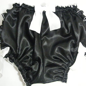 Sissy Adult Baby Black Satin Diaper Cover French Maid Nappy Lacy Extra ...