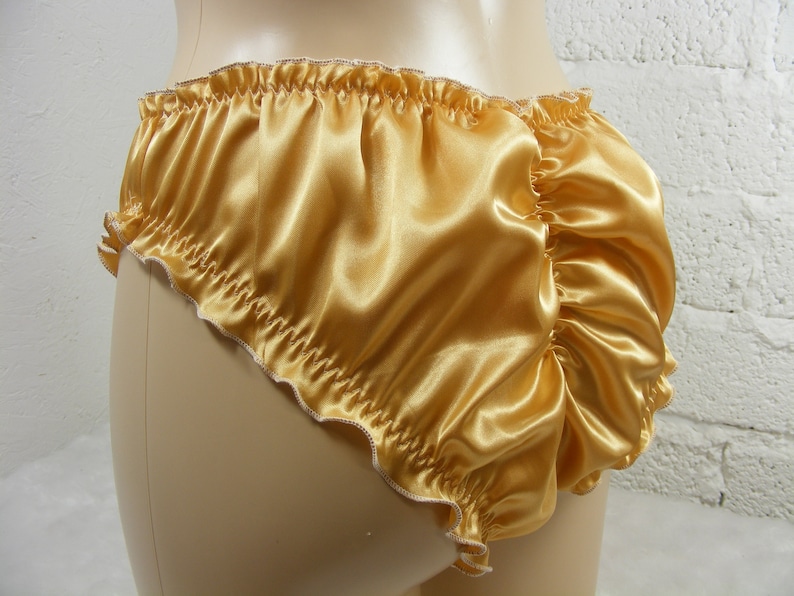 Sissy Frilly Gold Silky Satin Scrunch Butt Panties Lingerie Etsy