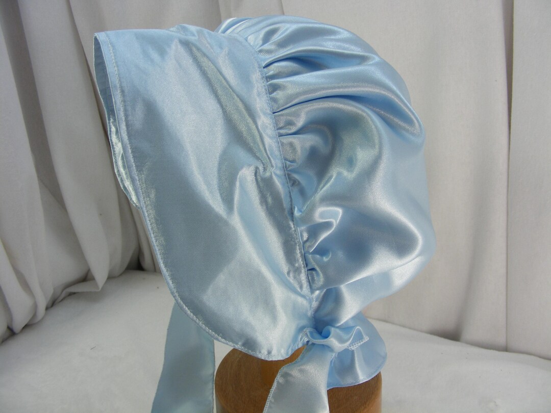 Adult Baby Sissy Bonnet Frilly Baby Blue Satin Traditional Abdl Adults ...