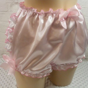 Sissy Adult Baby ABDL Pink Satin Diaper Cover Nappy Lacy Extra Frilly ...