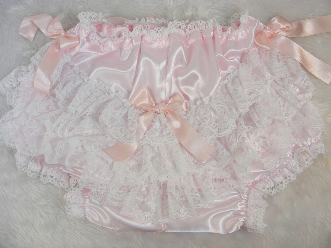 Diaper Cover Nappy Adult Baby Sissy Panties Knickers Satin Frilly Bum ...
