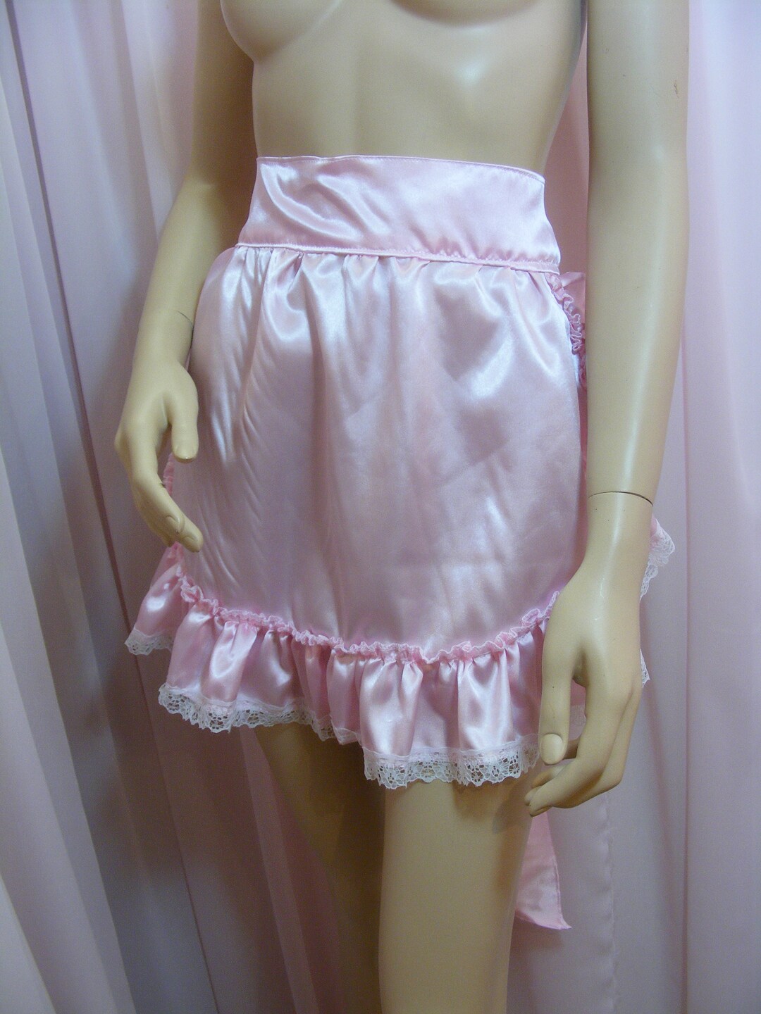 Adult Baby Sissy Satin Frilly Apron Pinny Cosplay Vintage French Maid ...