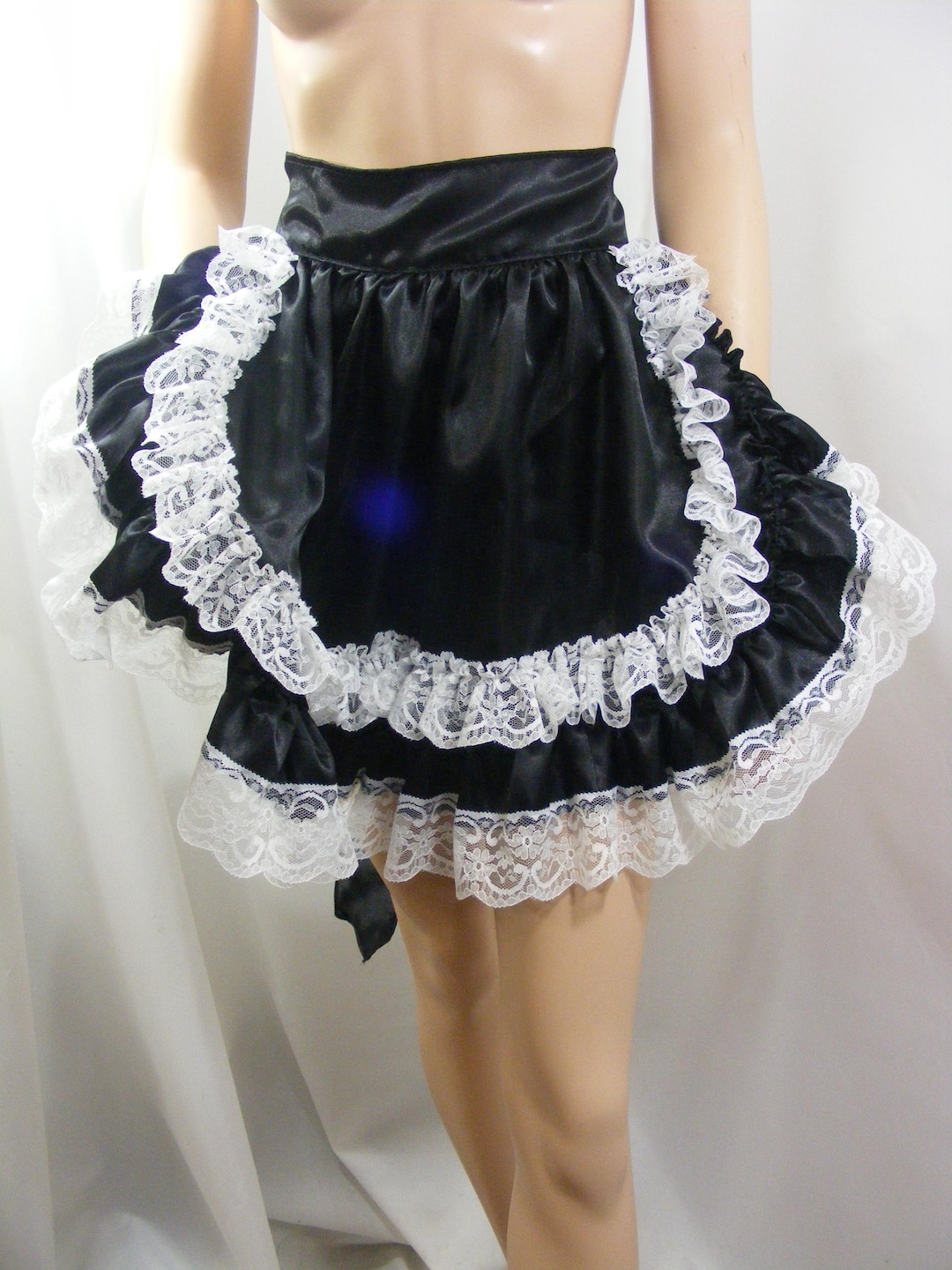 Adult Baby Sissy Black SATIN Apron Pinny Cosplay Victorian Fancy Dress ...