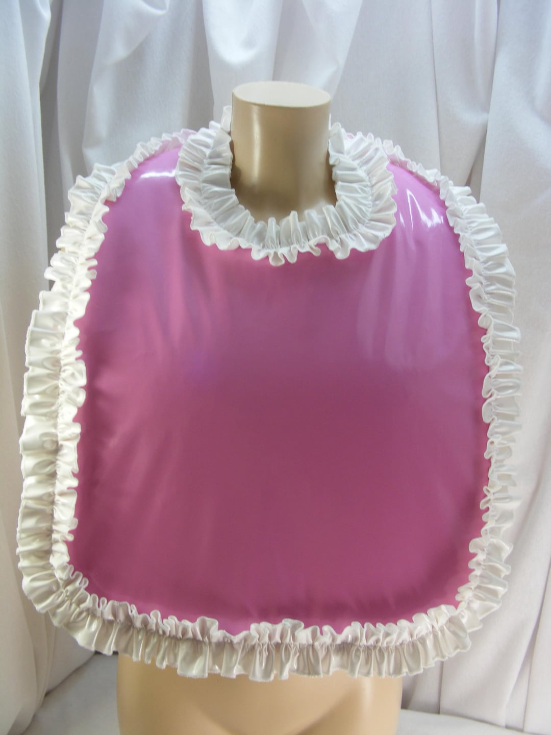 Adult Baby Sissy Baby Pvc Pink Bib Frilly Lace Padded Large - Etsy