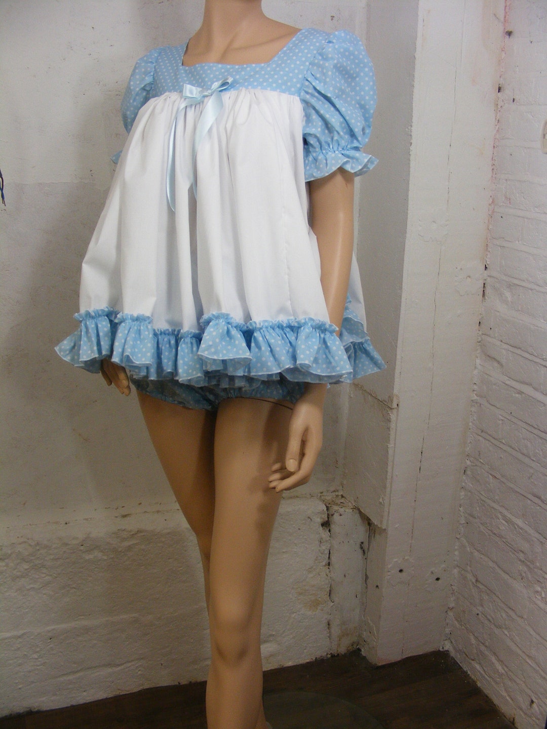 Adult Baby Sissy Dress ABDL Puffy Sleeves Optional Matching Diaper ...