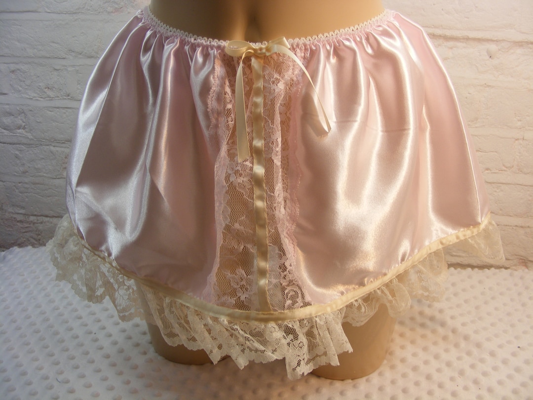Ddld Sissy Pink Satin Lace Mini Half Slip Petticoat Skirt - Etsy