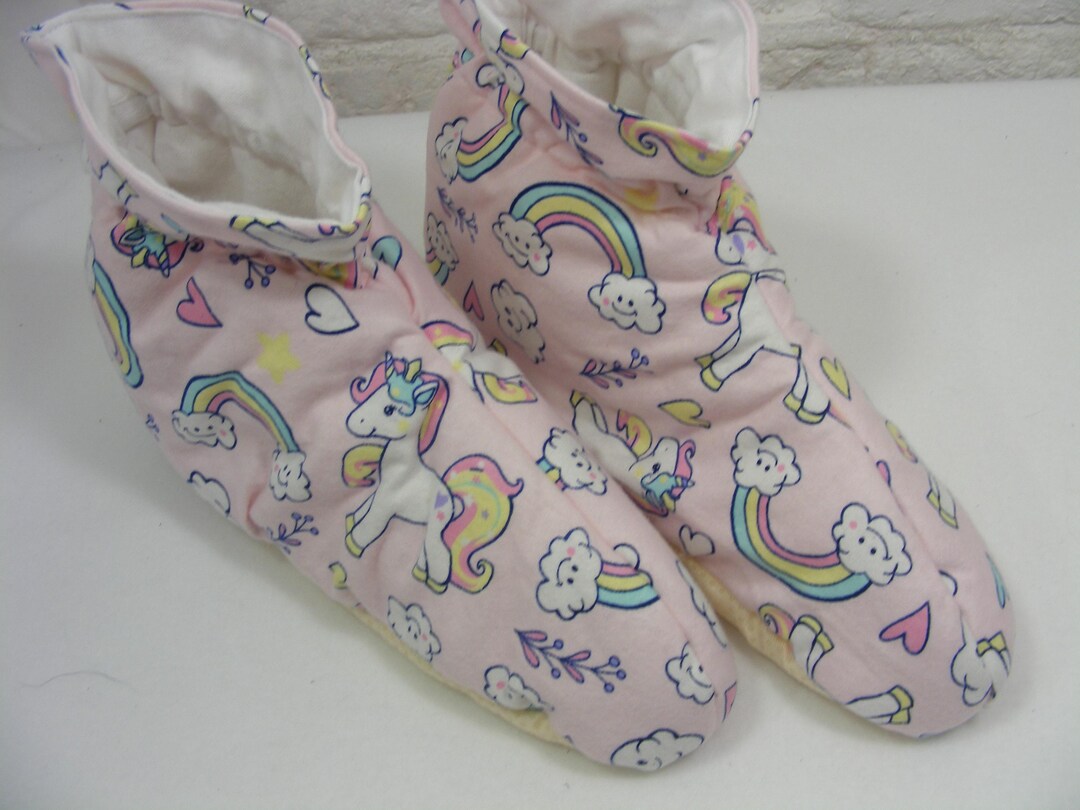Abdl Slippers Sissy Adult Baby Pink Rainbow Unicorn Brush Cotton Padded ...