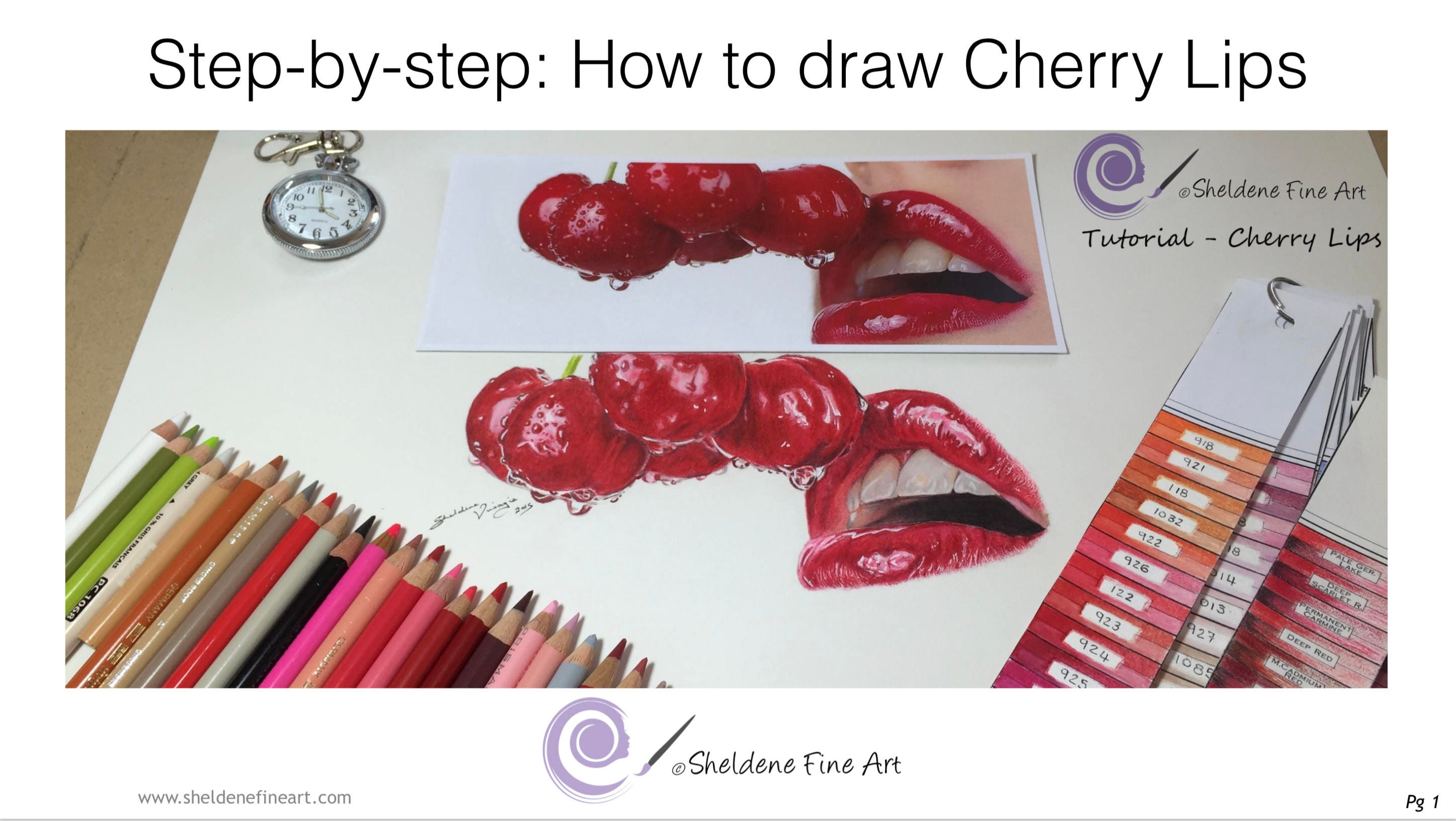 Step-by-step Tutorial - How to Draw Red Lips and Cherries - Cherry Lips ...