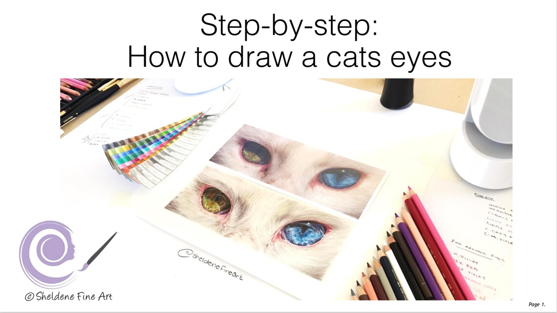Step-by-step Tutorial - How to Draw a Cats Eyes - Learn to Draw, Cat ...