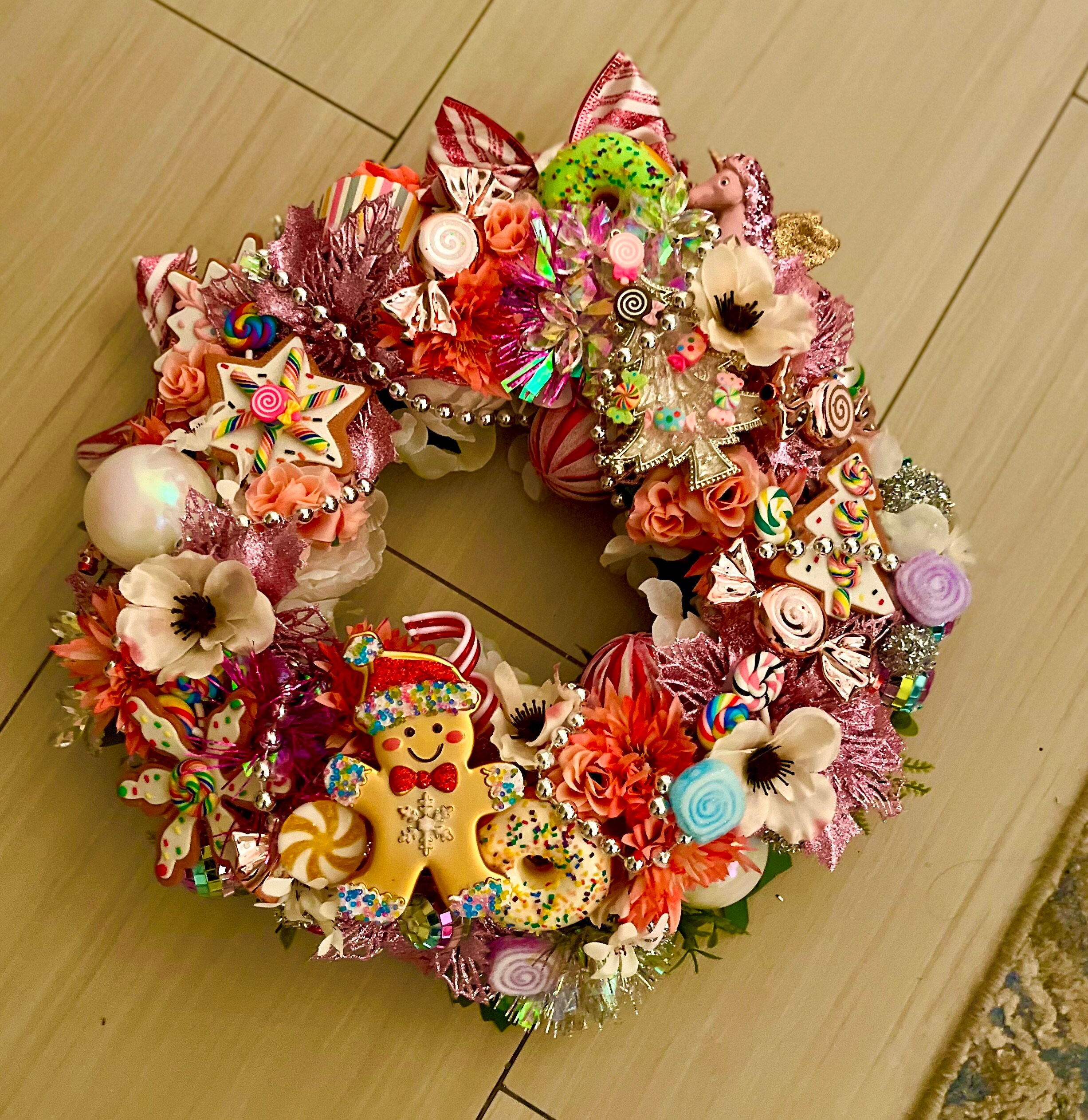 Handmade Pink Candy Christmas Wreath - Etsy