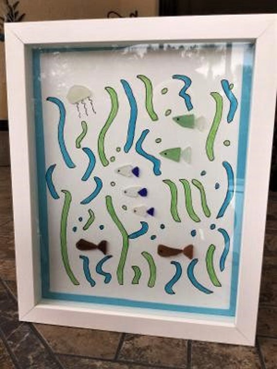 Sea Glass Fish Sea Glass Art Framed Sea Glass Art Fish - Etsy
