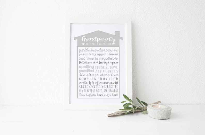 A4 Grandparents House Rules Home Decor Print | Etsy UK