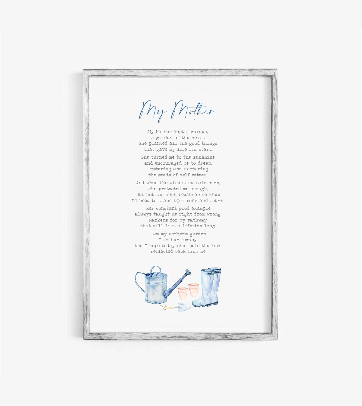My Mother Garden Poem Cute Country Floral Mother's Day - Etsy UK