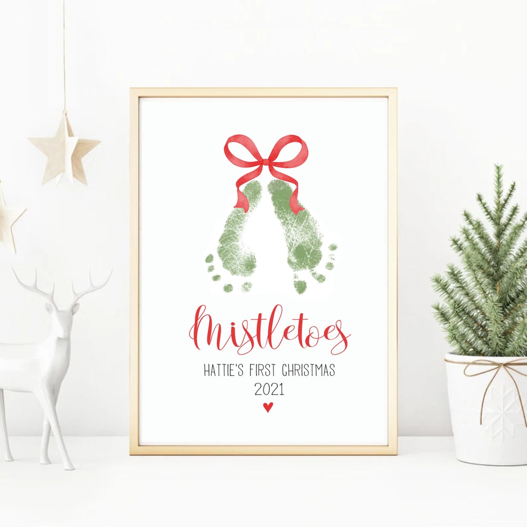 Mistletoe Footprint Baby First Christmas / Childrens Christmas Keepsake ...