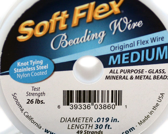 Soft Flex Beading Wire Satin Steel Tone Medium .019"/24g/.50mm 30 Ft ...
