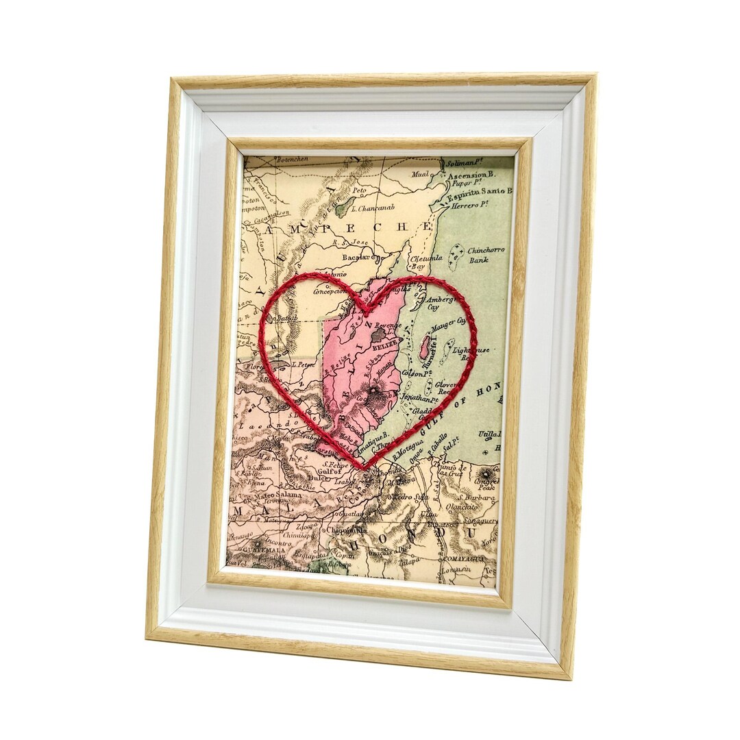 Belize Heart Map | Custom Map Gift | Anniversary Gift for Him | Framed ...