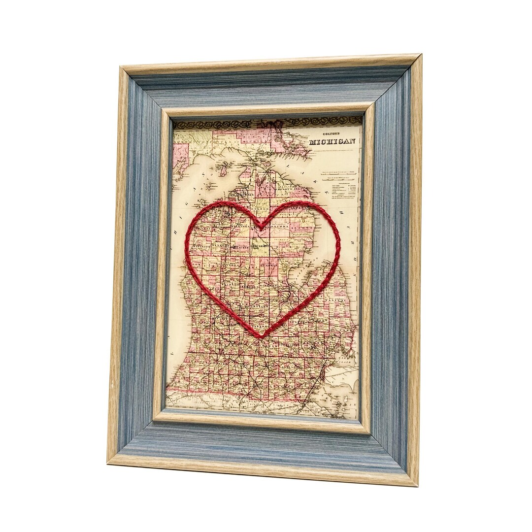 Michigan Heart Map | Custom Map Gift | Anniversary Gift for Him ...