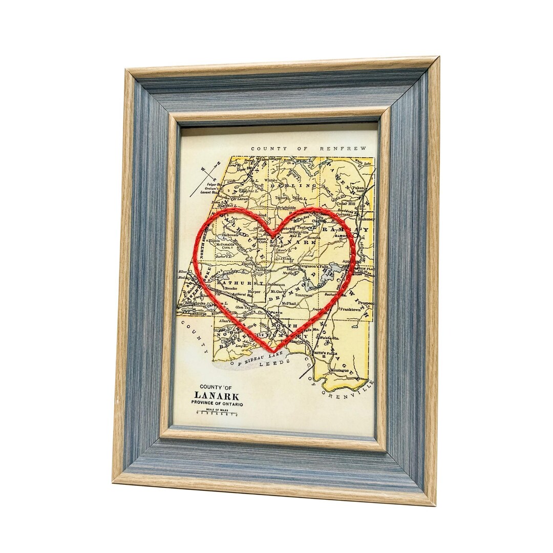 Lanark County Heart Map | Custom Map Gift | Personalized Anniversary ...
