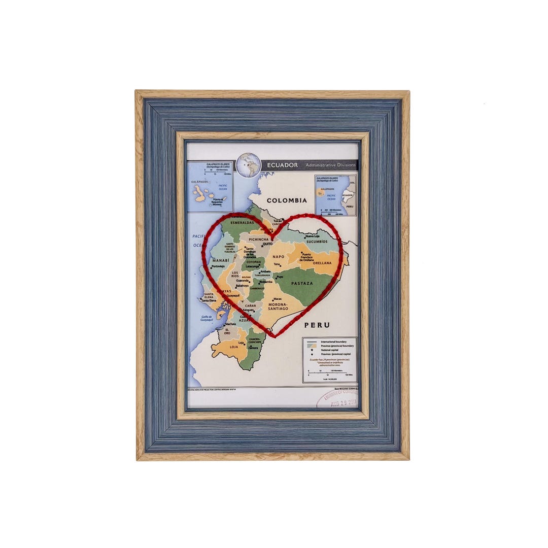 Ecuador Heart Map | Custom Map Gift | Anniversary Gift for Him | Framed ...
