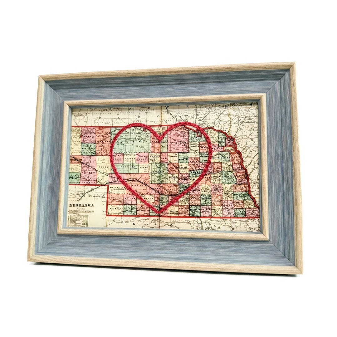 Nebraska Heart Map | Custom Map Gift | Personalized Anniversary Gift ...