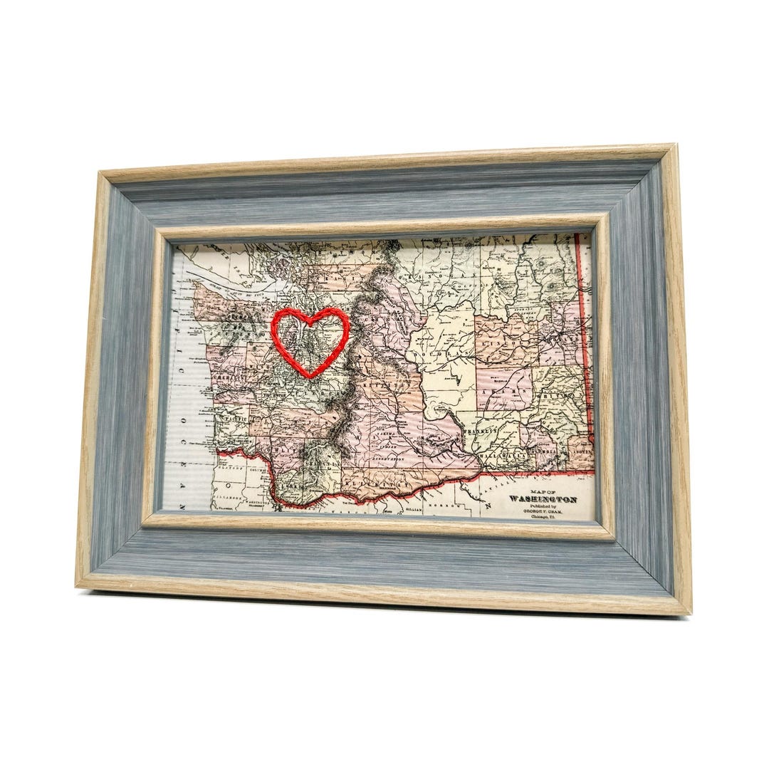 Seattle Heart Map | Custom Map Gift | Washington Map Anniversary Gift ...