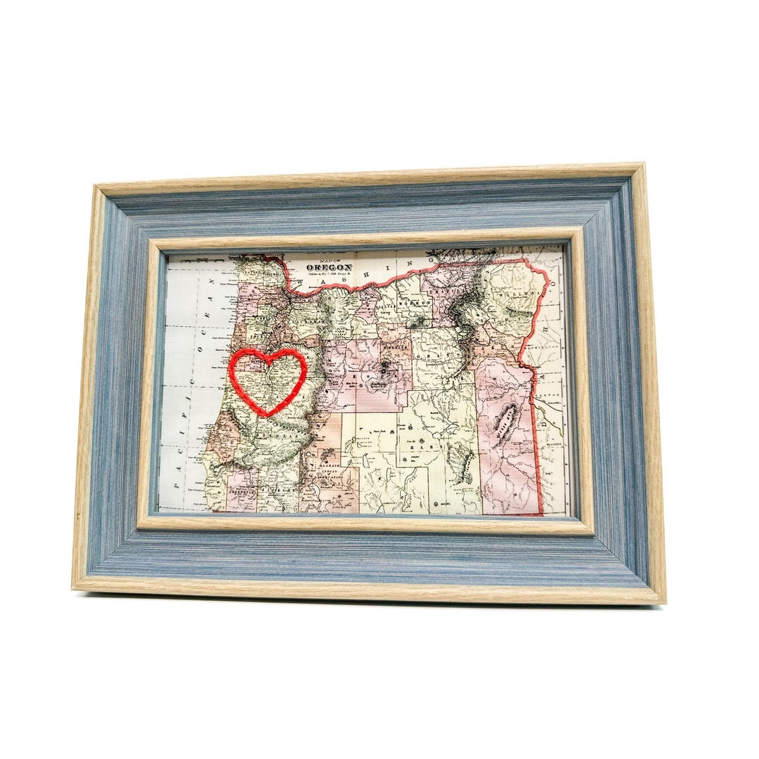 Oregon Heart Map | Custom Map Gift | Personalized Anniversary Gift ...