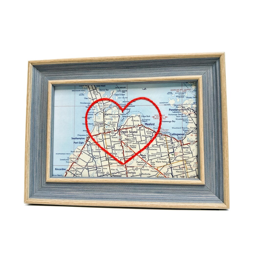Owen Sound Heart Map | Custom Map Gift | Personalized Anniversary ...