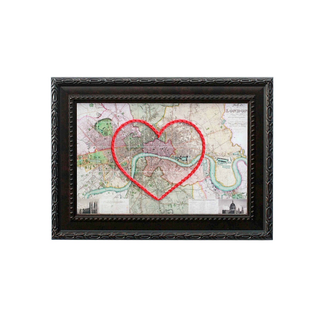 London Heart Map | Custom Embroidery Art | Personalized Anniversary ...