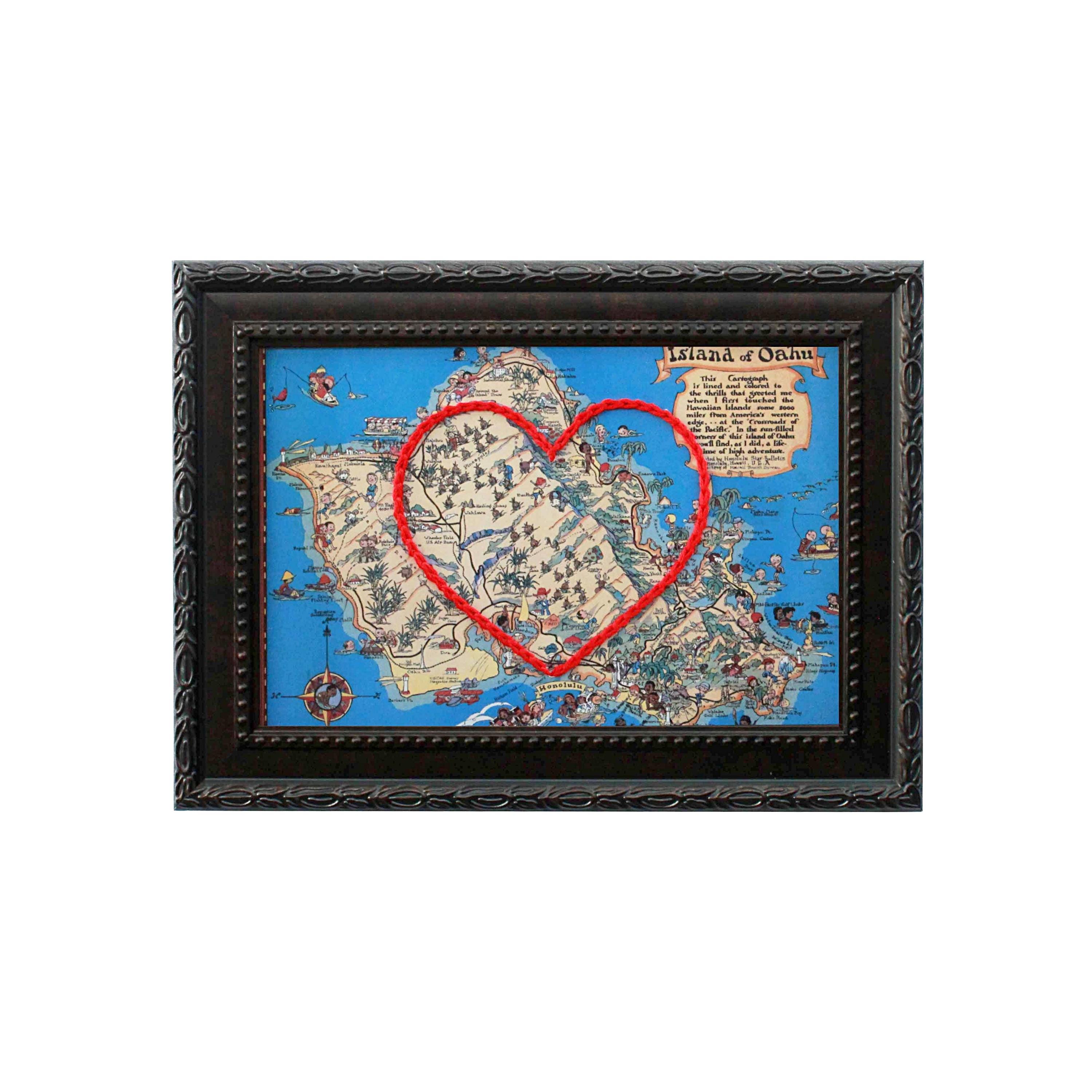 Oahu Heart Map | Custom Map Gift | Personalized Anniversary Gift ...