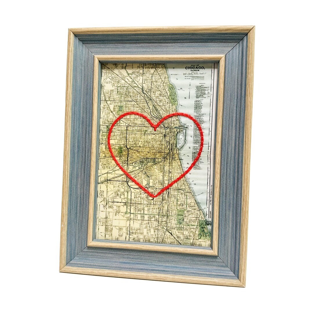 Chicago Heart Map | Custom Map Gift | Personalized Anniversary Gift ...