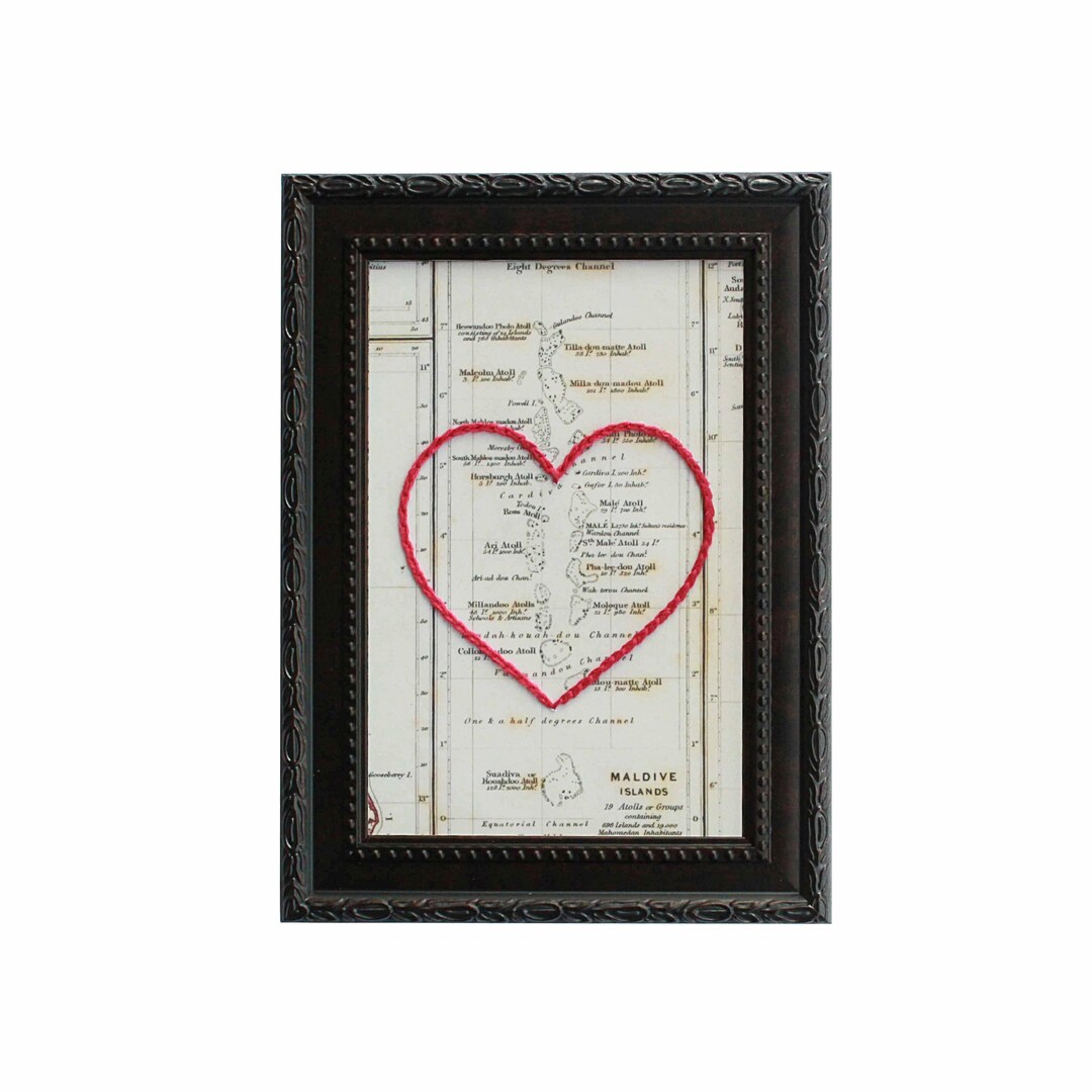 Maldives Heart Map | Custom Map Gift | Anniversary Gift for Him ...