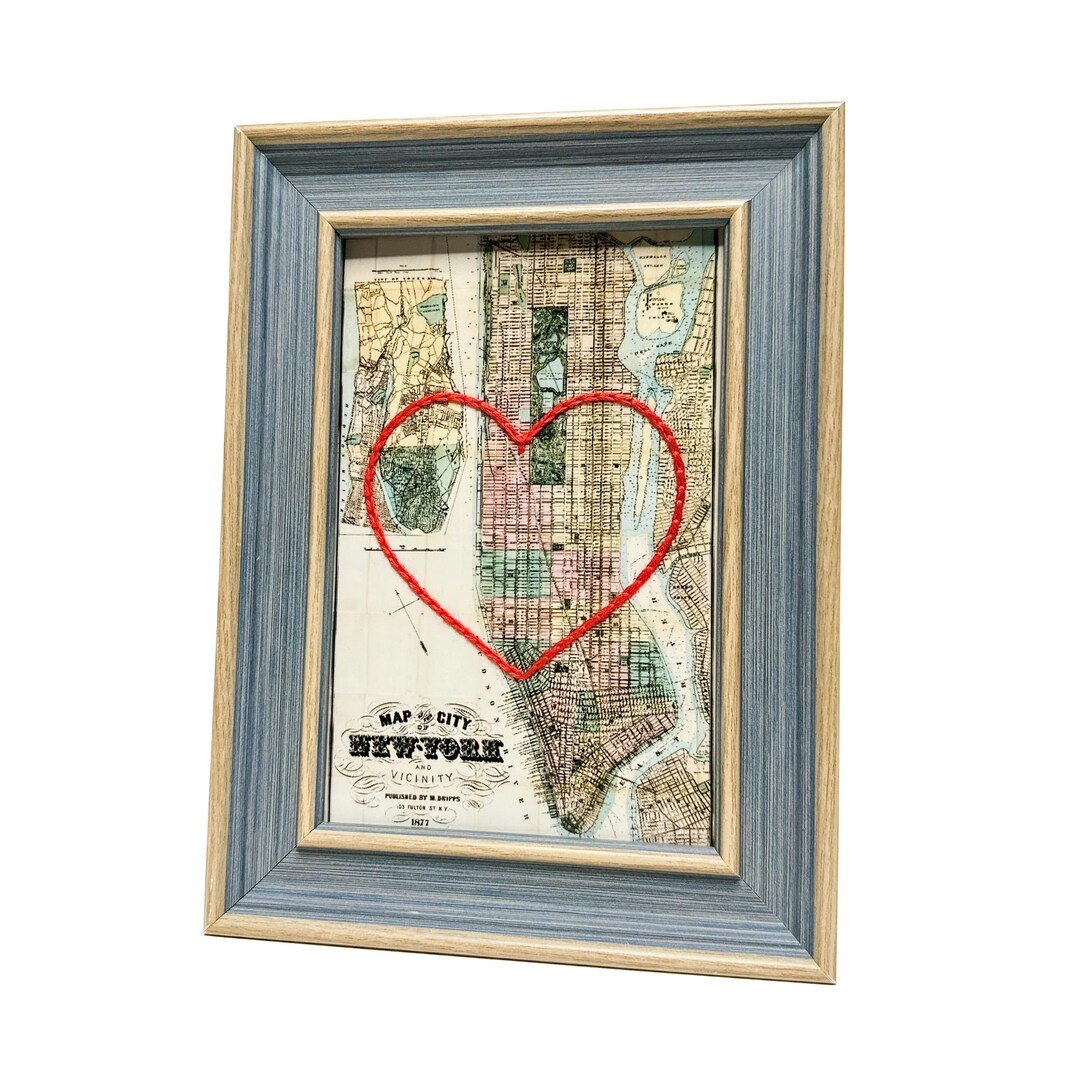 New York City Heart Map | Custom Map Gift | Manhattan Anniversary Gift ...