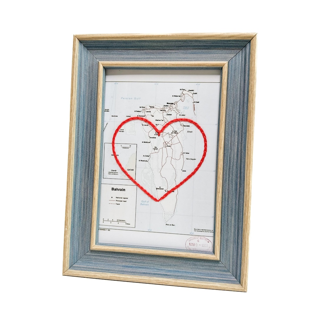Bahrain Heart Map | Custom Map Gift | Personalized Anniversary Gift ...