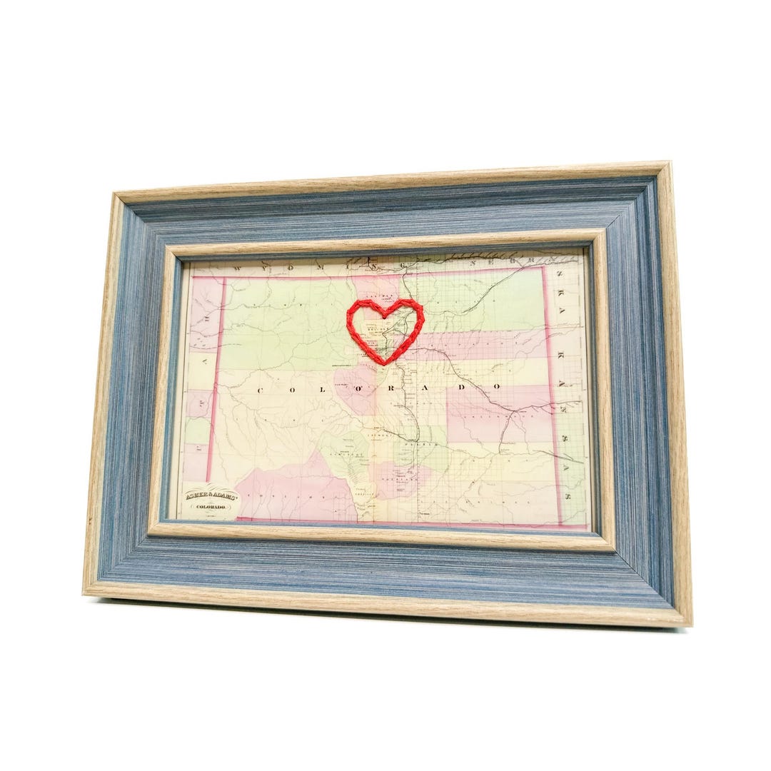 Colorado Heart Map | Custom Map Gift | Personalized Anniversary Gift ...