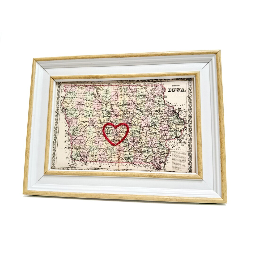 Iowa Heart Map | Custom Map Gift | Personalized Anniversary Gift ...