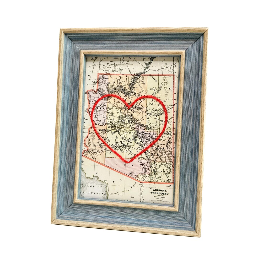 Arizona Heart Map | Custom Map Gift | Anniversary Gift for Him | Framed ...