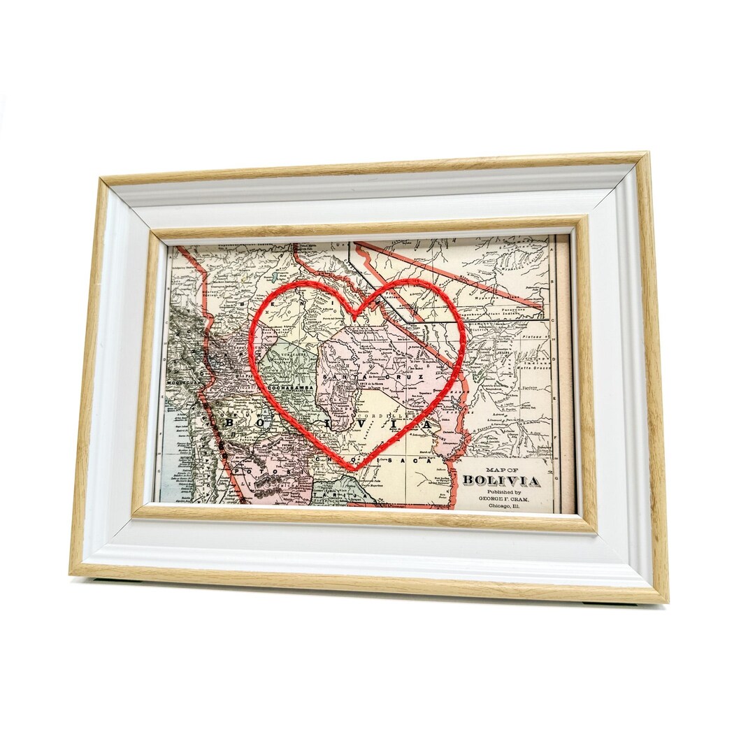Bolivia Heart Map | Custom Map Gift | Personalized Anniversary Gift for ...