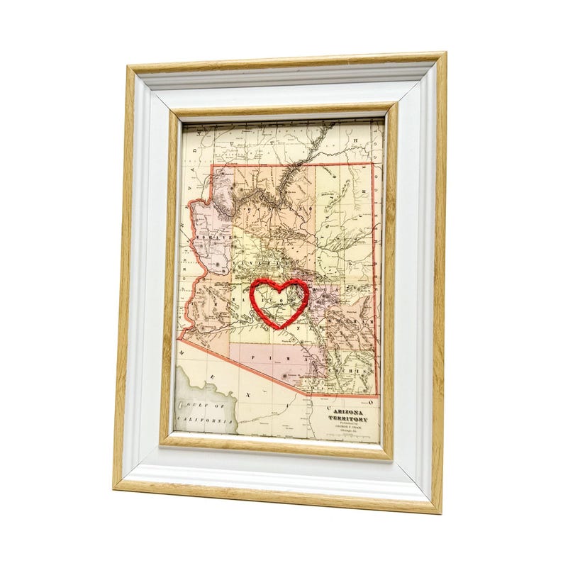 Arizona Heart Map | Custom Map Gift | Anniversary Gift for Him | Framed ...