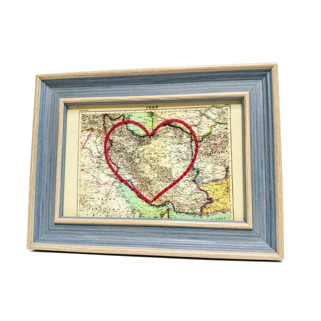 Iran Heart Map | Custom Map Gift | Anniversary Gift for Him | Framed ...