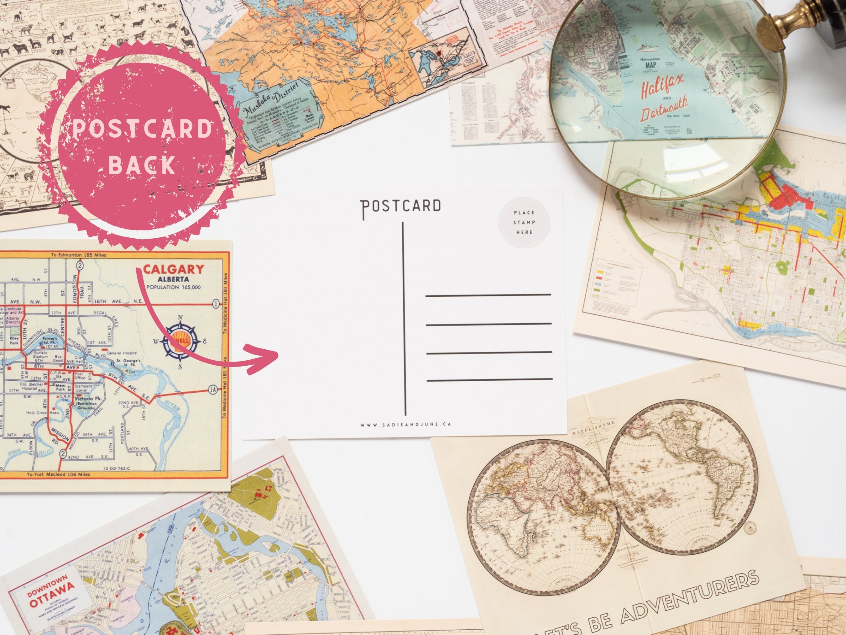 Vintage World Map Postcards: Adventure Stationery, Snail Mail (set of 5 ...