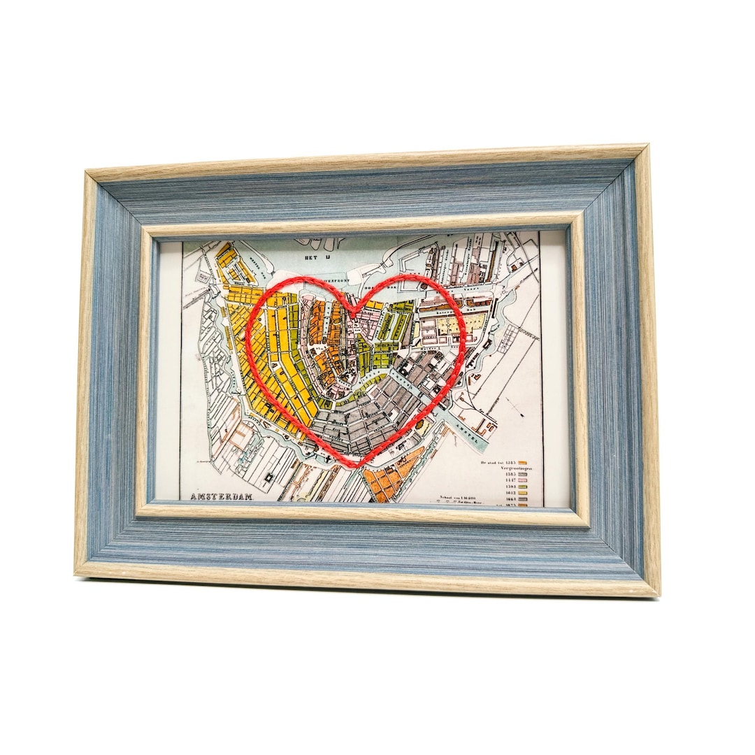 Amsterdam Heart Map | Custom Map Gift | Personalized Anniversary ...