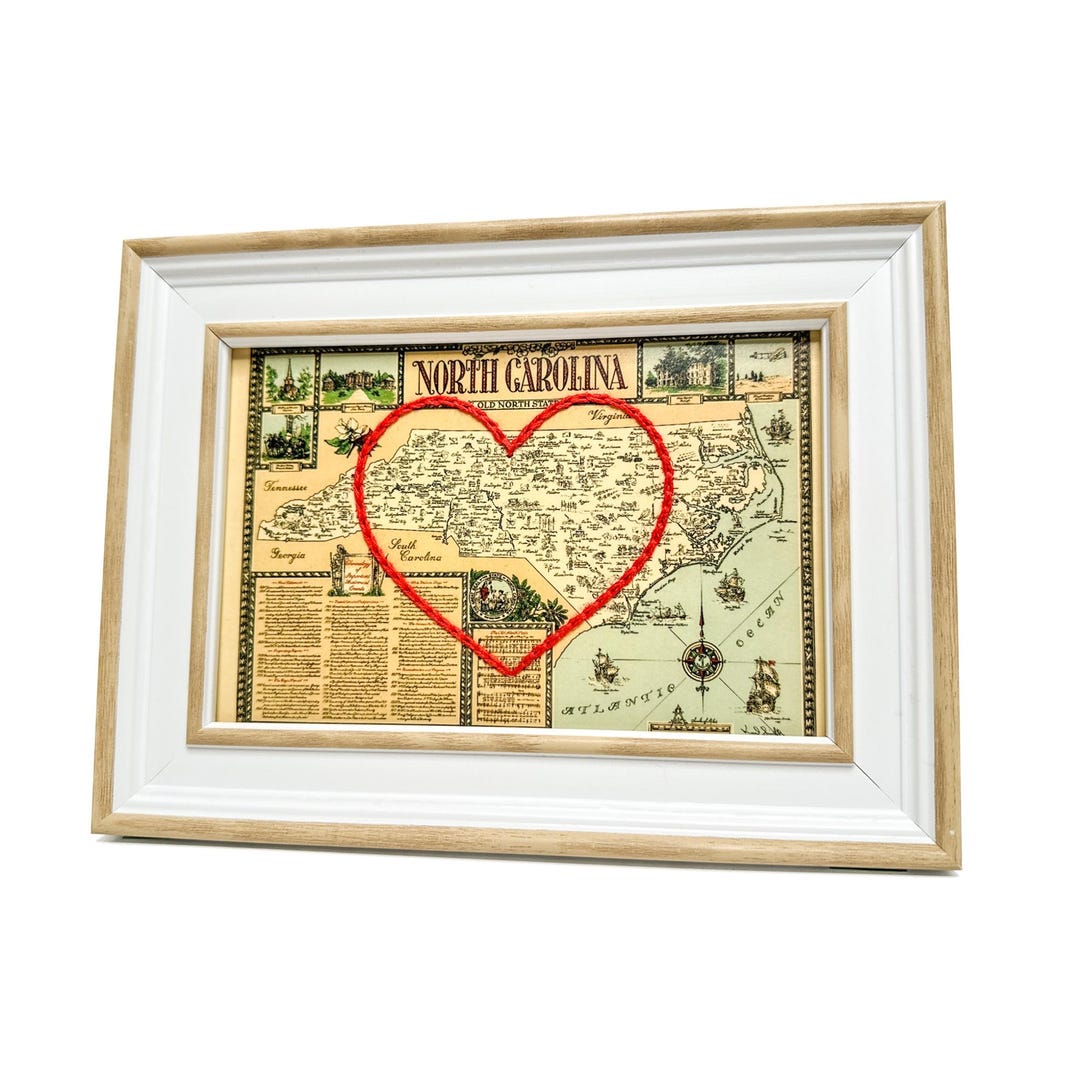 North Carolina Heart Map | Custom Map Gift | Personalized Anniversary ...