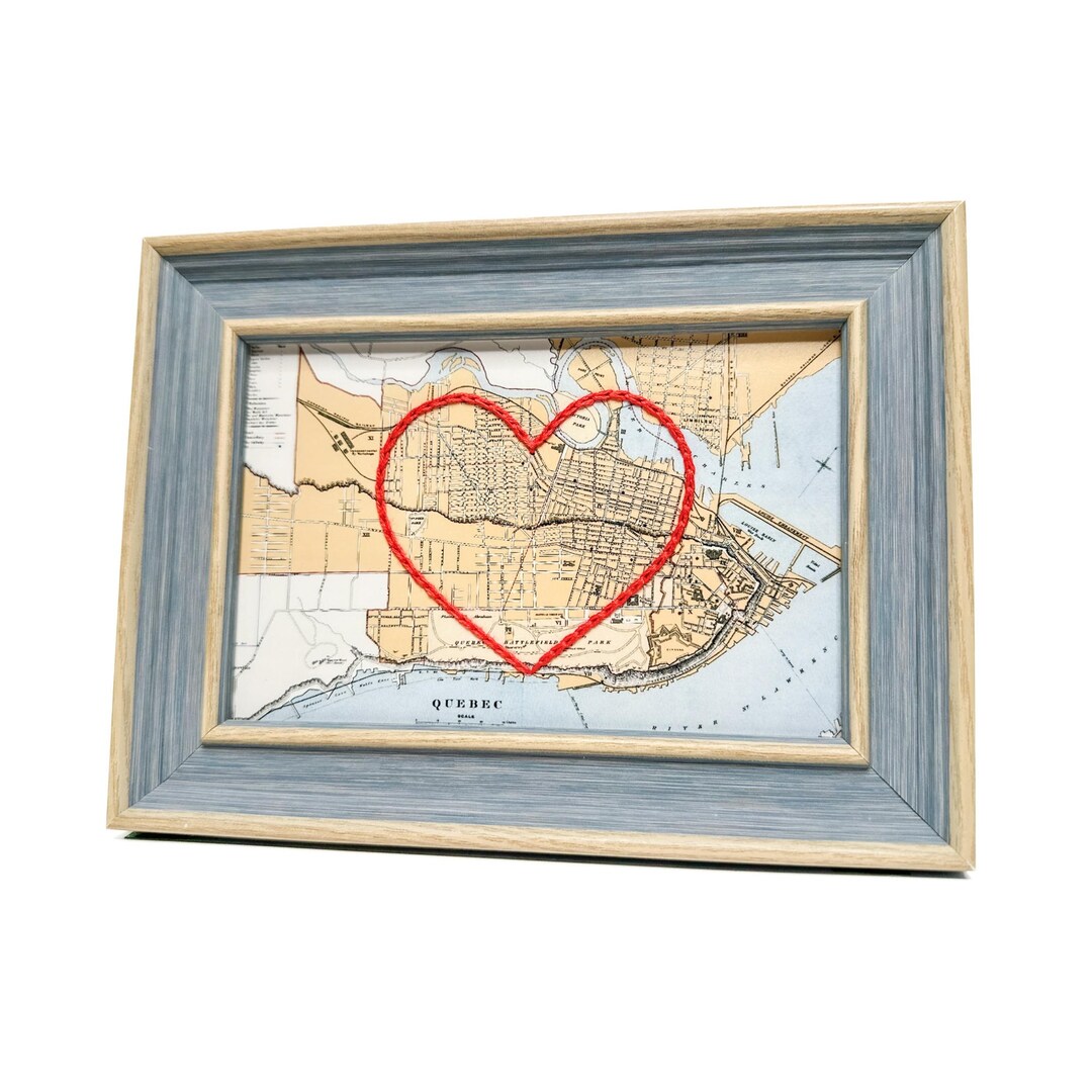 Québec City Heart Map | Custom Map Gift | Personalized Anniversary Gift ...