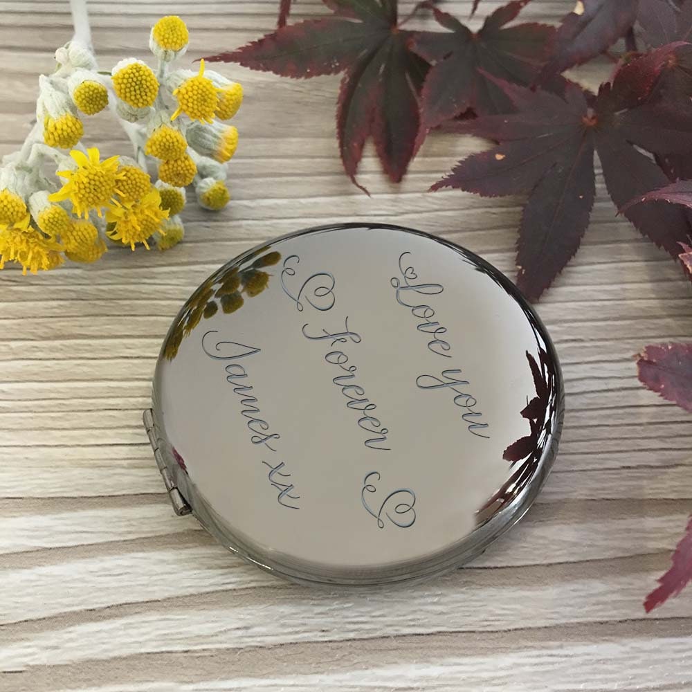 Personalised Back2black Round Gunmetal Handbag Mirror in - Etsy UK