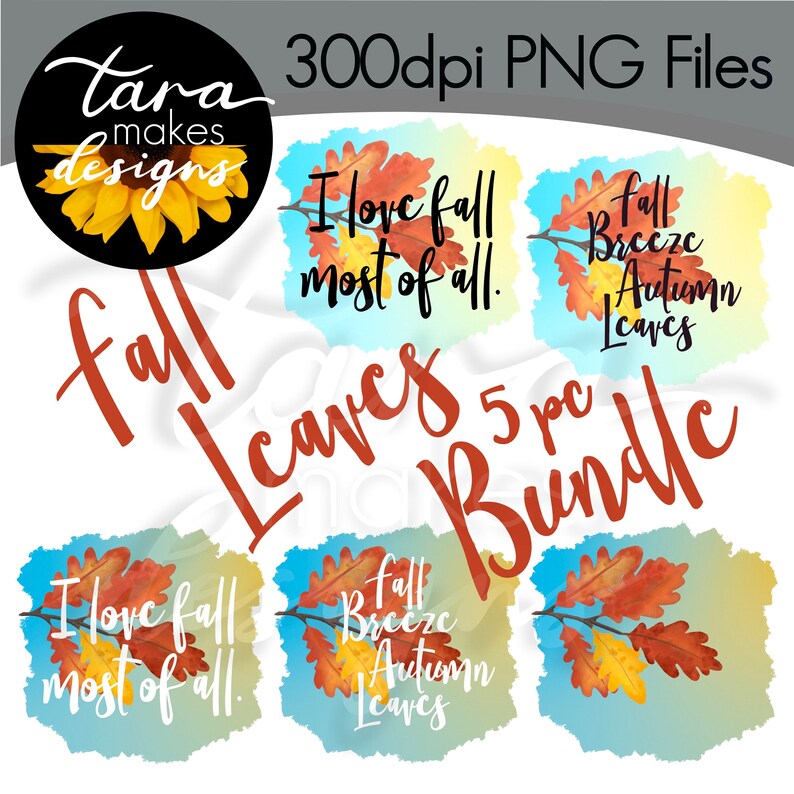 Fall Leaves Bundle Sublimation PNG Files, Digital Download, Instant ...