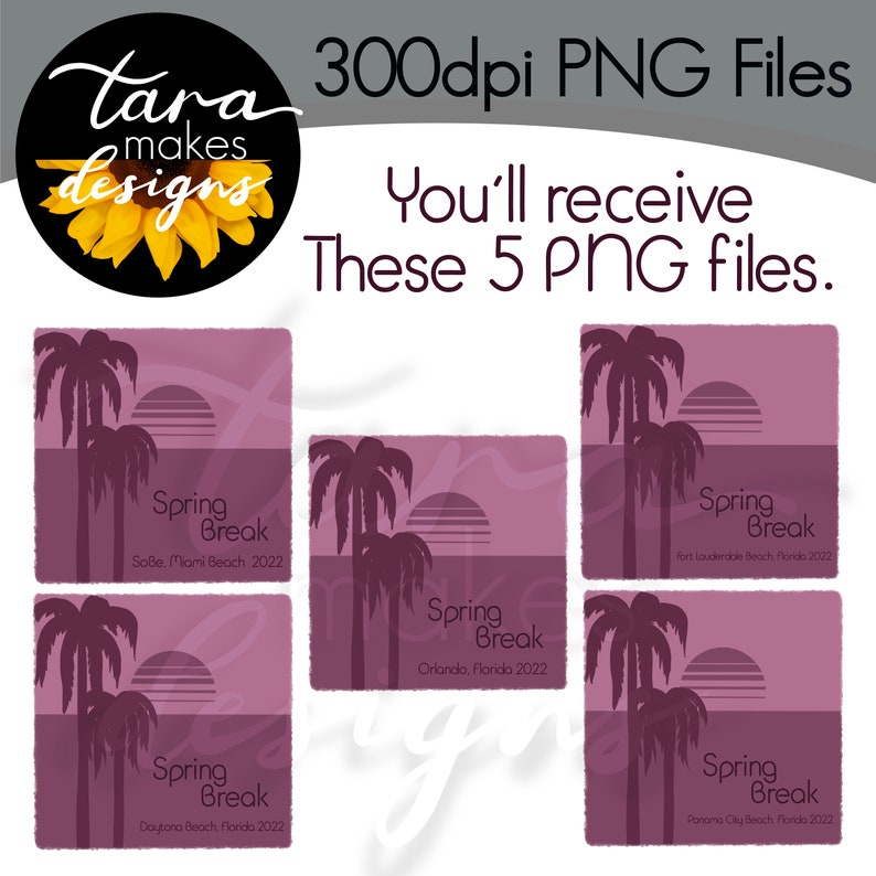 Spring Break Bundle PNG Files, Sublimation, Digital Clipart, Printable ...